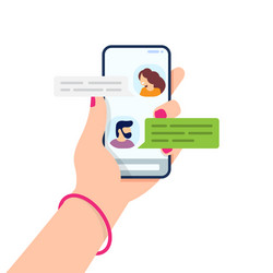 Girl hi sticker for messenger label icon colorful Vector Image