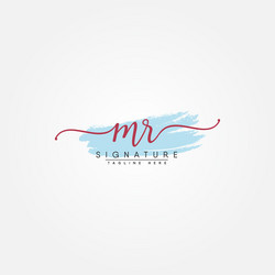 Initial letter mr logo - handwritten signature Vector Image