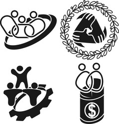 Leaf commitment teamwork together black logo Vector Image