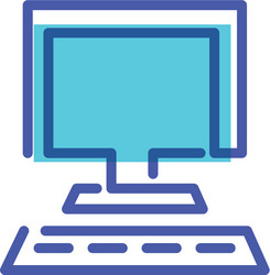 Desktop computer with ribbon isolated icon Vector Image