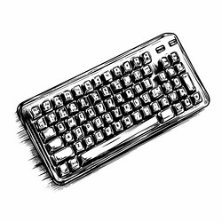 Keyboard drawing isolated hand drawn engraved Vector Image