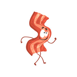 Funny bacon slice isolated cartoon character Vector Image