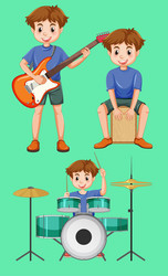 Set of kids playing different musical instrument Vector Image
