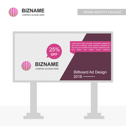 Compnay bill board design with world logo Vector Image