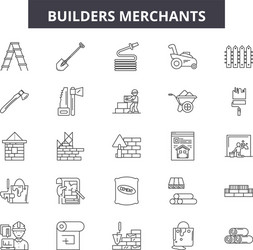 Builders merchants line icons and signs Royalty Free Vector