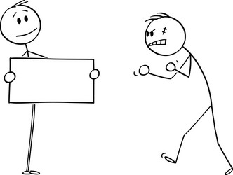 Aggressive cartoon stickman goes to take revenge Vector Image