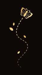 Golden butterfly with dotted line flight route Vector Image