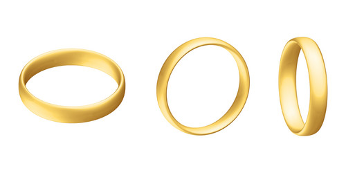 Golden realistic wedding ring anniversary Vector Image