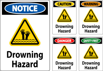 Beach safety sign danger - drowning hazard Vector Image