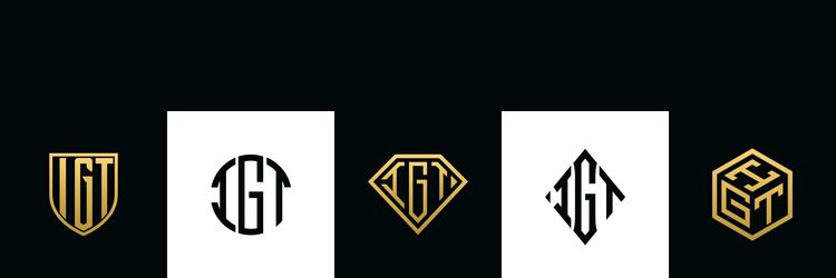 Initial letters ggt logo designs bundle Royalty Free Vector