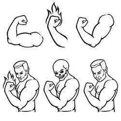 Male bodybuilder flexing his biceps outline Vector Image