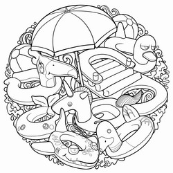 Cartoon cute doodle dinosaur inflatable pool Vector Image