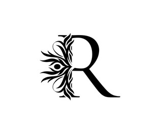 Elegant letter r graceful royal style Royalty Free Vector