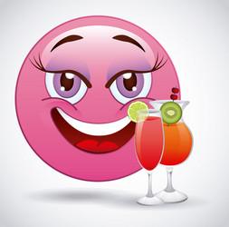 Female emoticon winking Royalty Free Vector Image
