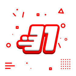 Number 2 red 3d speed icon Royalty Free Vector Image