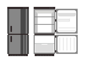 Modern fridge with different food set colorful Vector Image