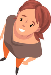 Smiling young woman character looking up view Vector Image