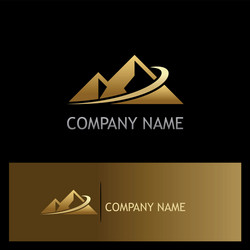 Gold mountain label logo Royalty Free Vector Image