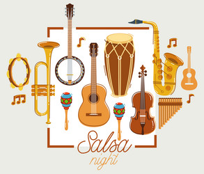 Latin music band salsa flat poster isolated over Vector Image