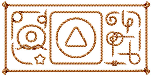 Set isolated hanging ropes with tassels Royalty Free Vector