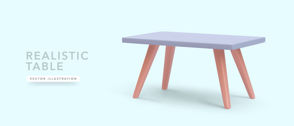 Realistic rectangular table side view object Vector Image