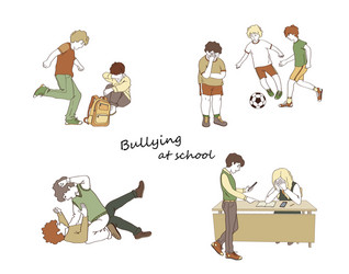 Bully child cartoon bad kid fight and mock crying Vector Image