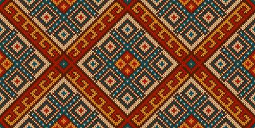 Aztecs seamless pattern on hot color Royalty Free Vector