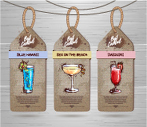 Cocktail bar menu design template set in retro Vector Image