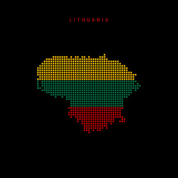 Lithuania detailed flag map silhouette Royalty Free Vector