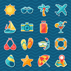 Travel and tourism badges ribbons labels Vector Image