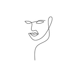 Abstract face one line drawing portrait Royalty Free Vector