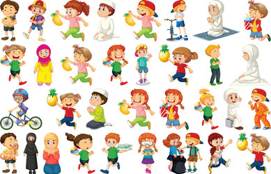 Children doing different activities cartoon Vector Image