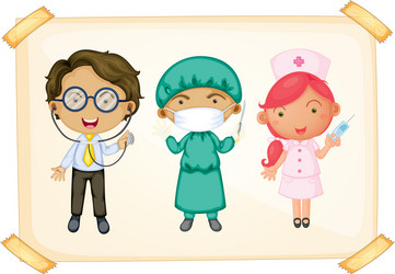 Cartoon smiling doctor and nurse Royalty Free Vector Image