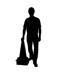 Silhouette of male construction worker Royalty Free Vector