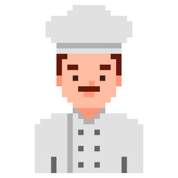 Chef isolated on white background cook pixel game Vector Image