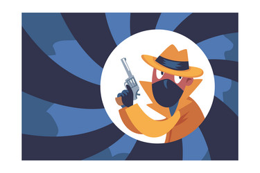 Man spy character in mustard coat and hat Vector Image
