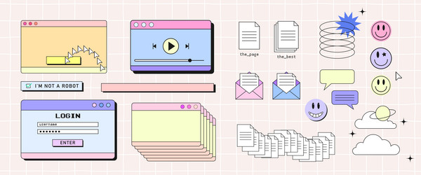 Old web ui retro windows user interface alert Vector Image