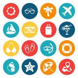 Beach activity flat icon set summer vacation Vector Image