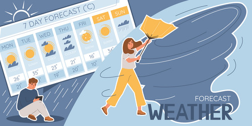 Weather forecast flat collage Royalty Free Vector Image