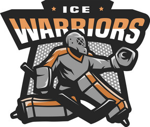 Hockey goalkeeper logo emblem Royalty Free Vector Image
