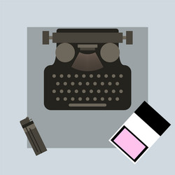 Typewriter pack of cigarettes and a lighter top Vector Image