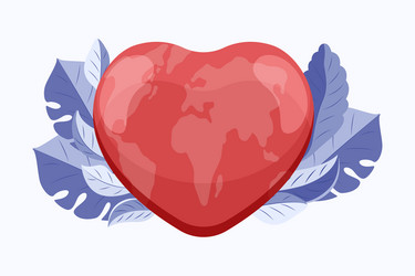 With hands and heart world map Royalty Free Vector Image