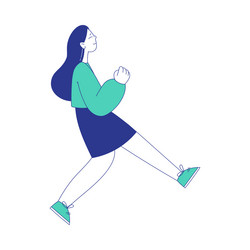 Woman character moving forward achieving goal Vector Image