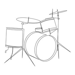 Continuous line drawing of a man playing drum Vector Image
