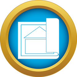 Building plan icon digital blue Royalty Free Vector Image