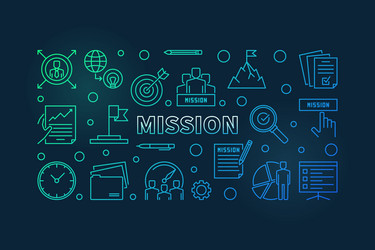 Mission colorful linear banner on dark Royalty Free Vector