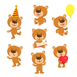 Teddy bear characters fluffy cute toys for kids Vector Image