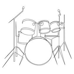 Continuous line drawing of drum instrument drum Vector Image