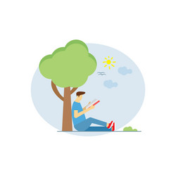 Boy Sitting Under Tree Vector Images (60)