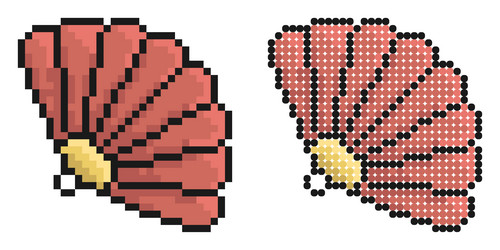 Pixel icon theatrical fan female folding Vector Image